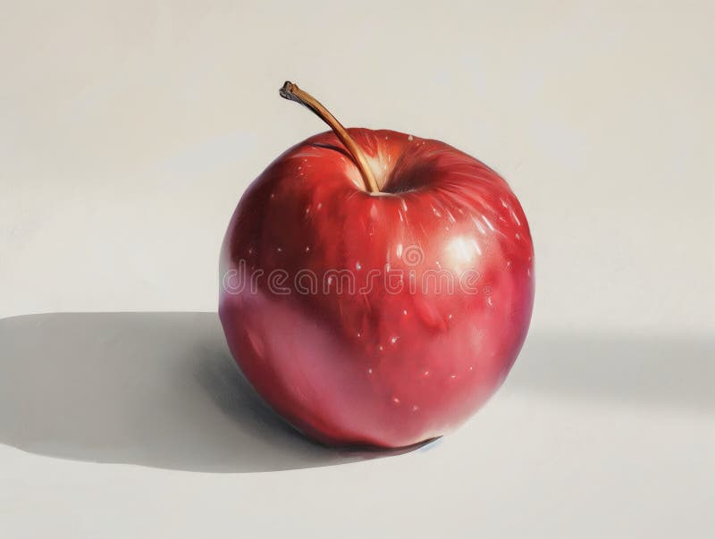 Shiny Red Apple with Shadow Stock Image - Image of wholesome, white ...