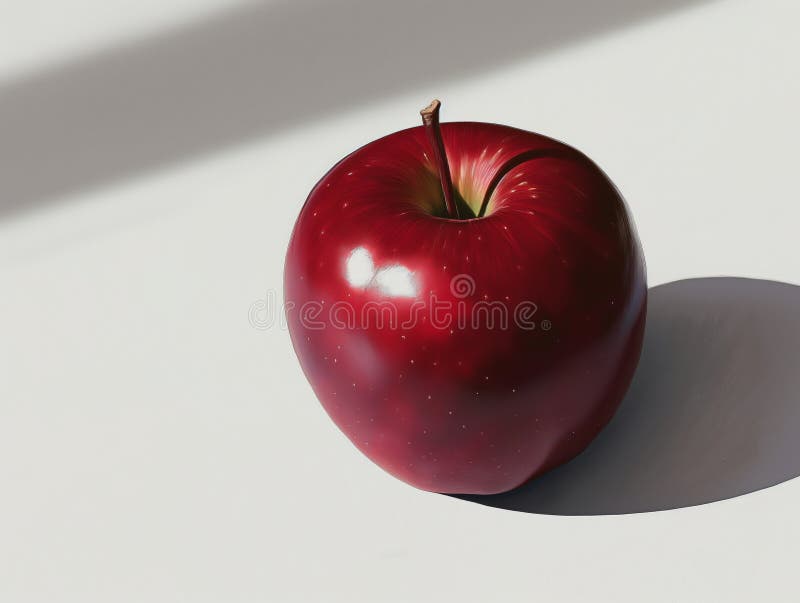 Shiny Red Apple with Shadow Stock Image - Image of wholesome, white ...