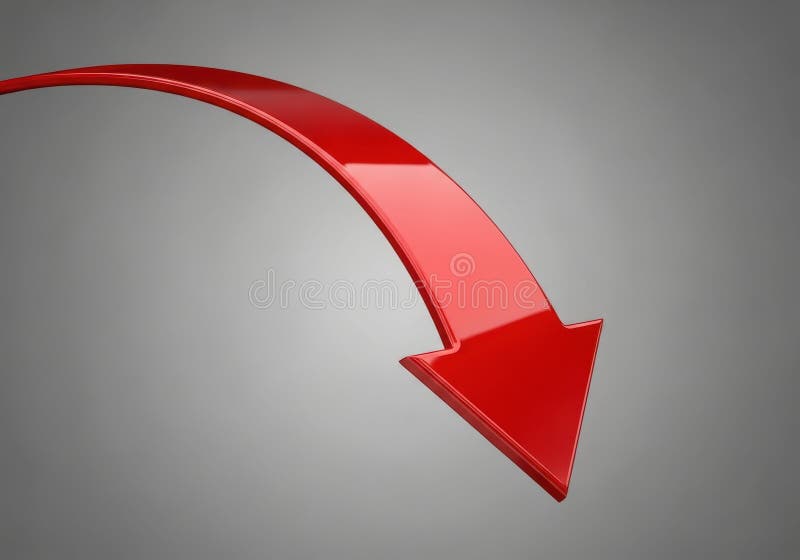 Red Arrow Points Downward Showing Decline Trend and Negative Growth ...