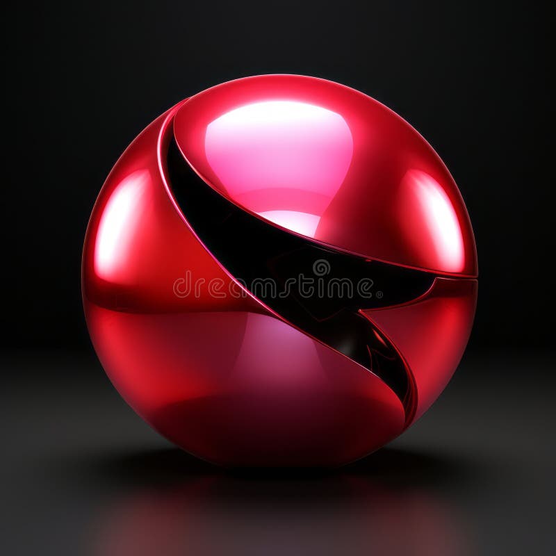 A Shiny Red Ball on a Black Surface Stock Photo - Image of reflection ...