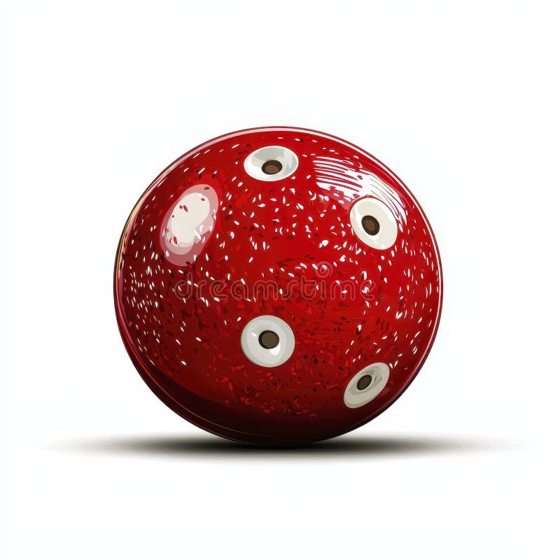 Shiny Red Bowling Ball with White Dots on a Smooth White Surface Stock ...