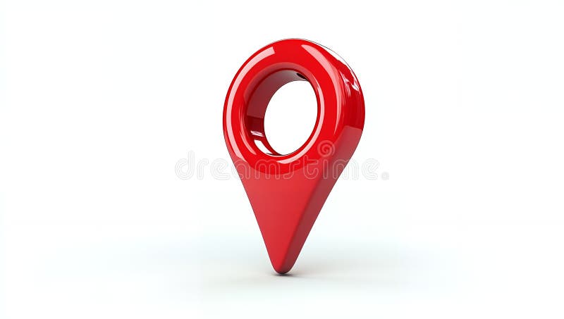 Shiny Red 3D Map Pointer Location Icon Isolated on White Background ...