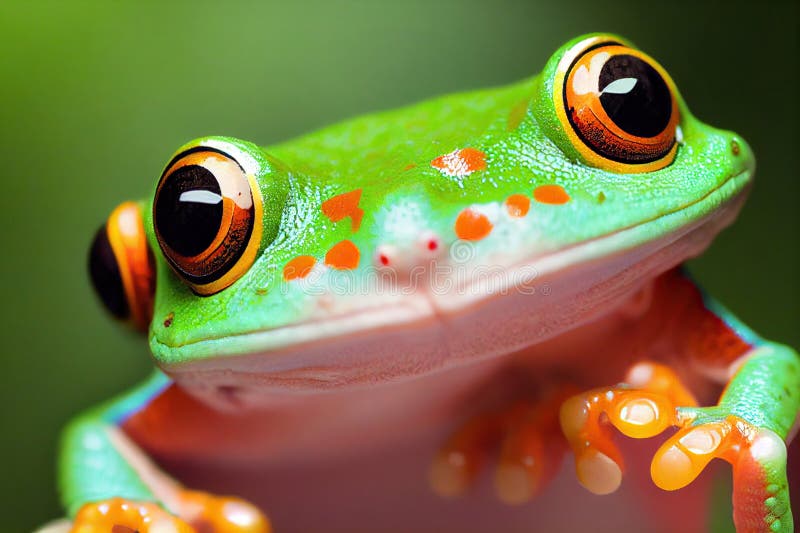 Shiny Red Eyed Tree Frog with Large Bulging Eyes Stock Illustration ...