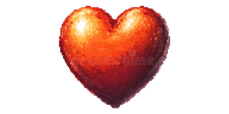 Shiny Red Heart Icon in Pixel Art Style Isolated on Transparent ...