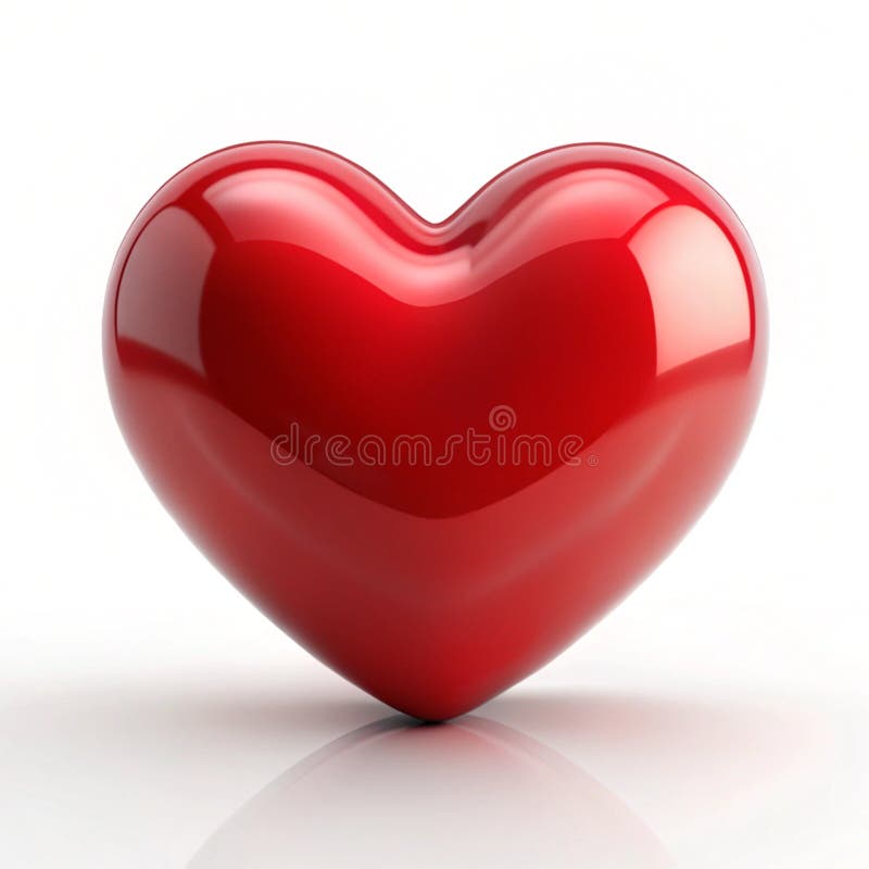 Shiny Red Heart Shape Isolated on White, Symbolizing Love, Affection ...