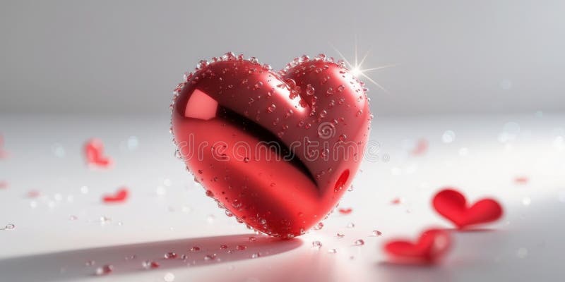 Shiny Red Heart Shape with Water Drops Valentine S Day Stock Image ...