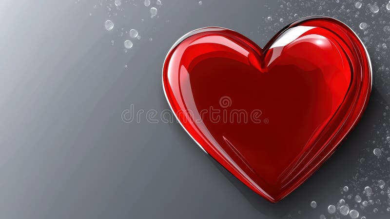 Shiny Red Heart Symbol Floating in Bubbles on Grey Background Stock ...