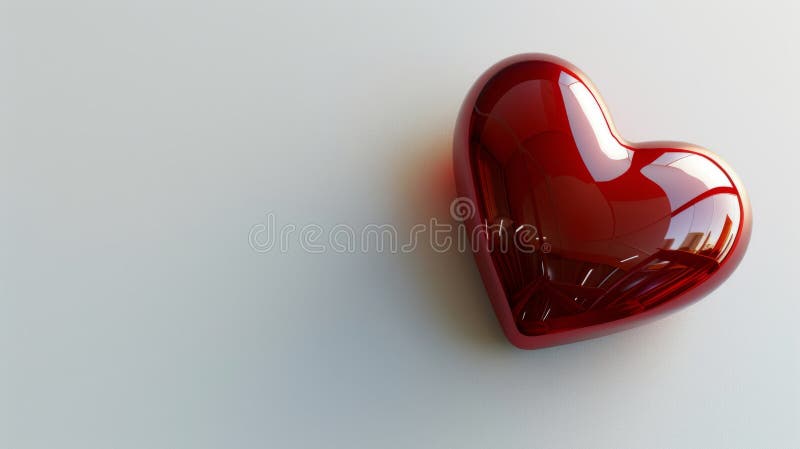 Shiny Red Heart on a White Background with Soft Reflections ...