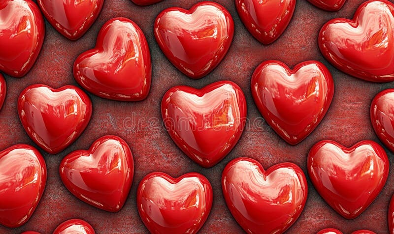 Shiny Red Hearts Pattern Romantic Valentines Day Background Love ...