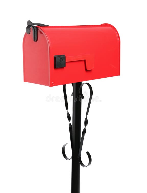 Shiny Red Letter Box on White Background Stock Photo - Image of mailing ...