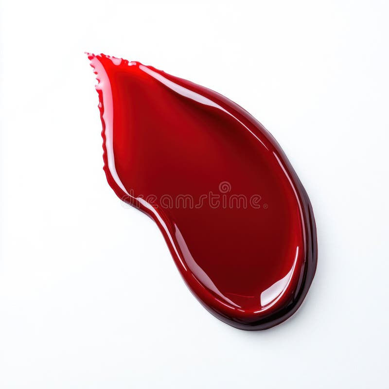 Shiny Red Liquid Drop with Smooth Curves on White Background Stock ...