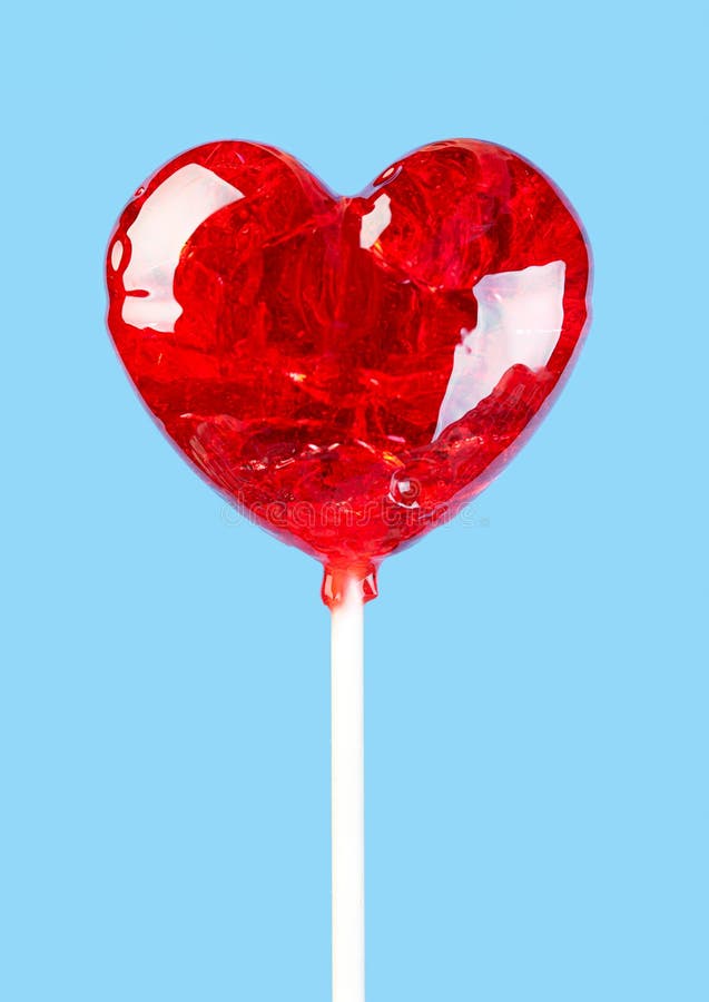 Shiny Red Lollipop in the Shape of a Heart for Valentine`s Day Stock ...