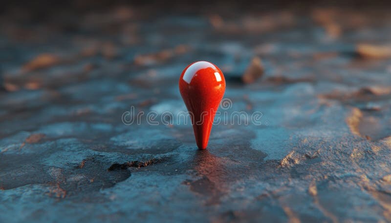 Shiny Red Pin Marking Location on Textured Surface for Delivery ...
