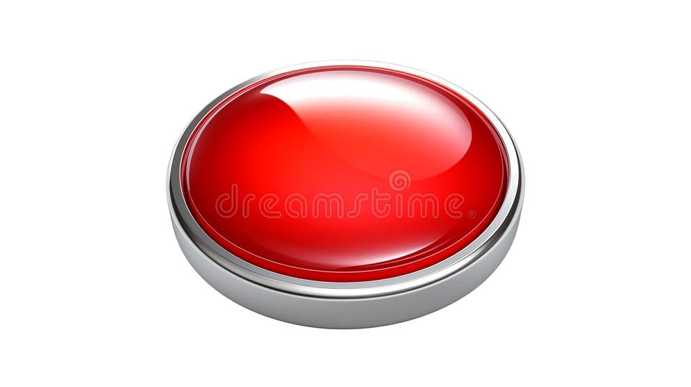 Shiny Red Push Button Circular Design Element Modern Interface Glossy Digital Technology ...