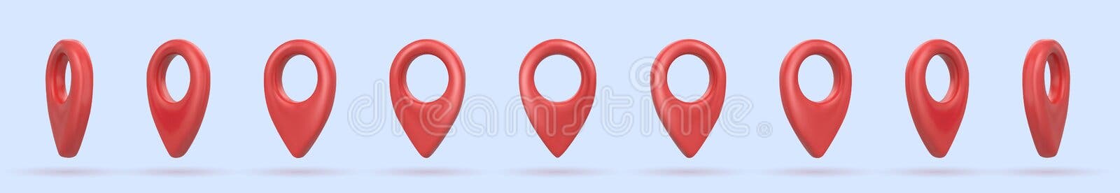 Shiny Red Realistic Map Pointers Vector Set in Various Angles. Web Location Point, Pointer 3d ...