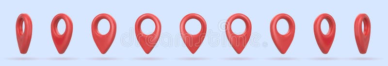 Shiny Red Realistic Map Pointers Vector Set in Various Angles. Web ...