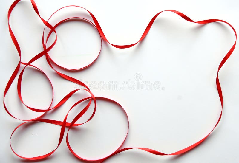 Shiny Red Ribbon Frame on White Background with Copy Space. Stock Image ...