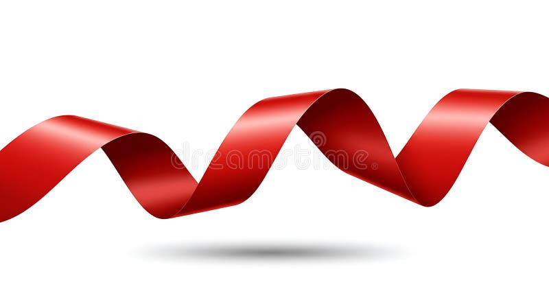 A Shiny Red Ribbon with a Smooth, Satin Texture is Gracefully Curling ...