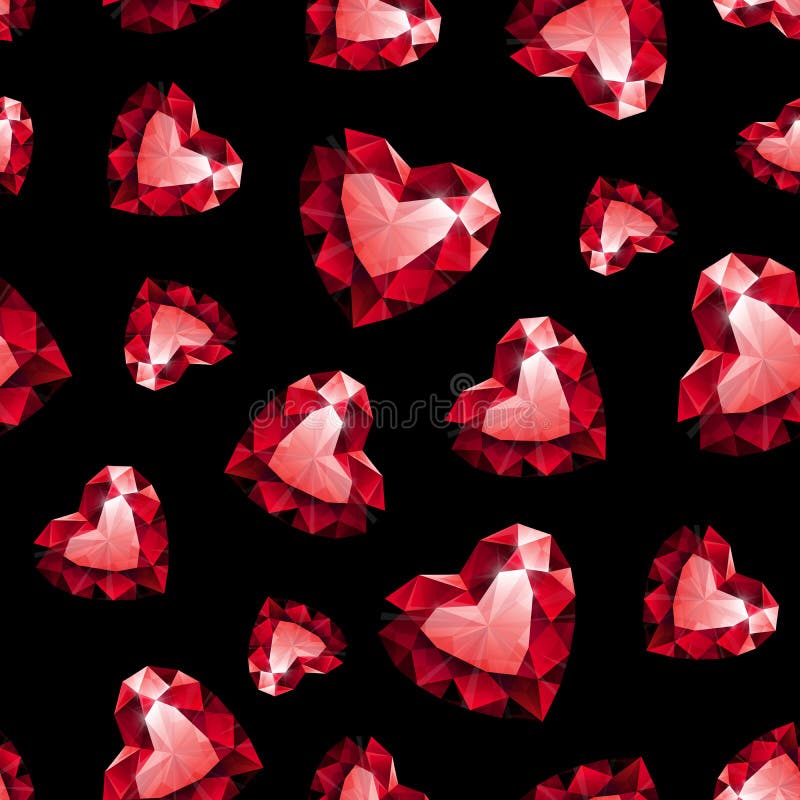 Shiny Red Ruby Heart on White Background Seamless Stock Vector ...