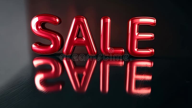 Red Sale Text with Glossy Reflection on Dark Surface Stock Video ...