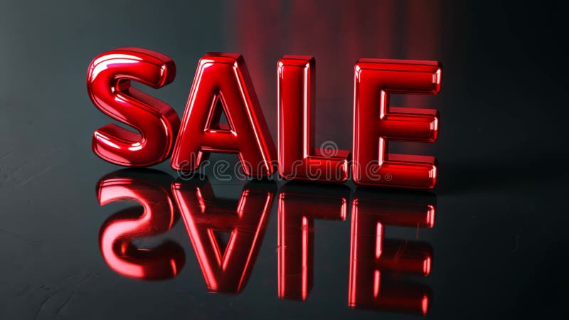 Red Sale Text with Glossy Reflection on Dark Surface Stock Footage ...