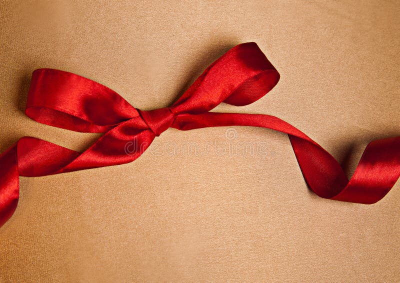 Shiny Red Satin Ribbon on Golden Background Stock Photo - Image of card ...