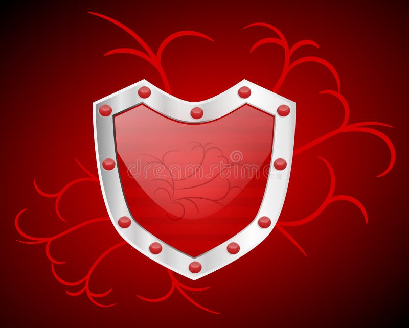 Shiny Red Shield with Swirls Stock Illustration - Illustration of body ...