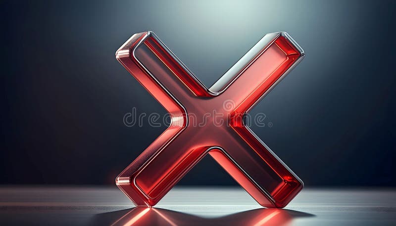 Shiny Red X Sign on Black Surface Stock Illustration - Illustration of ...