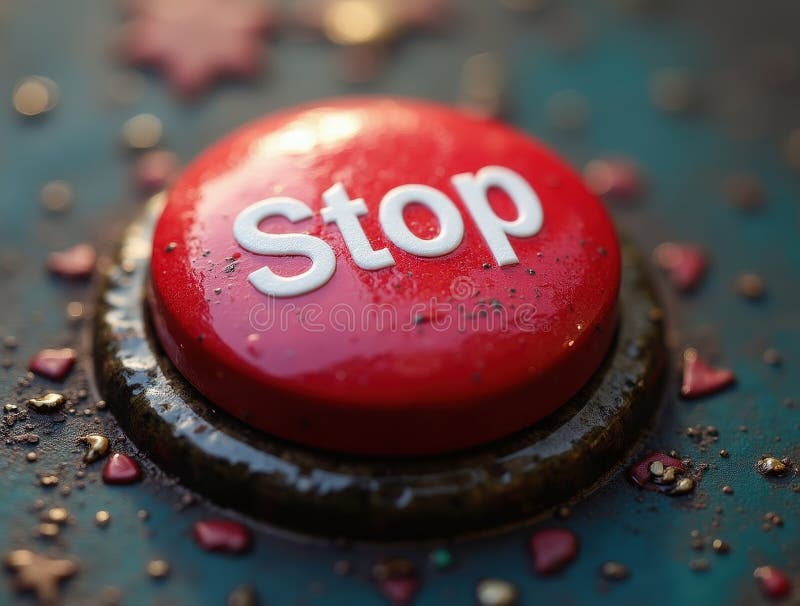 Red Stop Button on Grunge Background Displaying Cessation Concept Stock ...