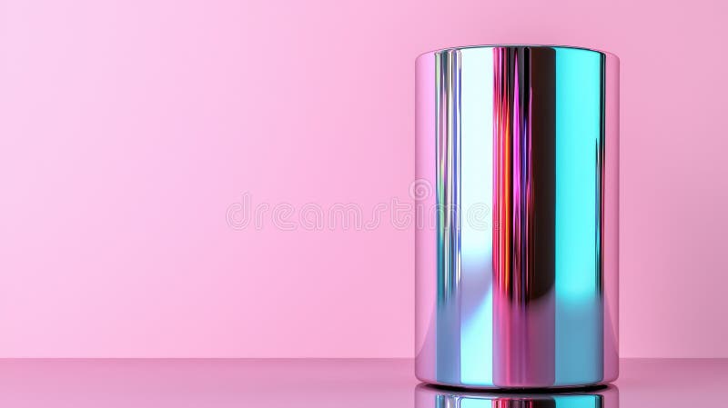 A Shiny Reflective Cylinder on a Pink Background. Stock Illustration ...