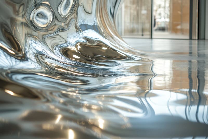 A Shiny, Reflective Steel Surface with Subtle Wavy Distortions ...