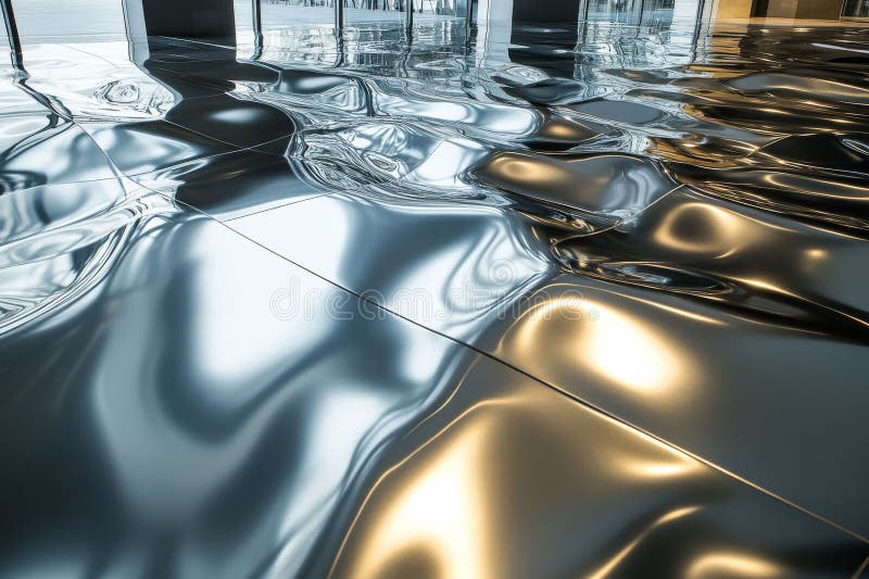 A Shiny, Reflective Steel Surface with Subtle Wavy Distortions ...
