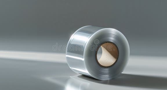 Shiny Roll of Plastic Wrap with Reflective Lighting Stock Photo - Image ...