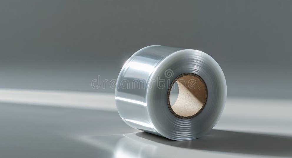 Shiny Roll of Plastic Wrap with Reflective Lighting Stock Photo - Image ...