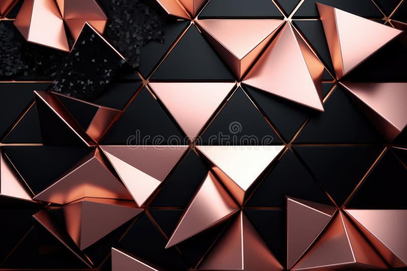 Shiny Rose Gold and Black 3d Angular Shapes, Created Using Generative ...
