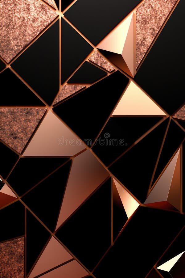 Shiny Rose Gold and Black 3d Angular Shapes, Created Using Generative ...