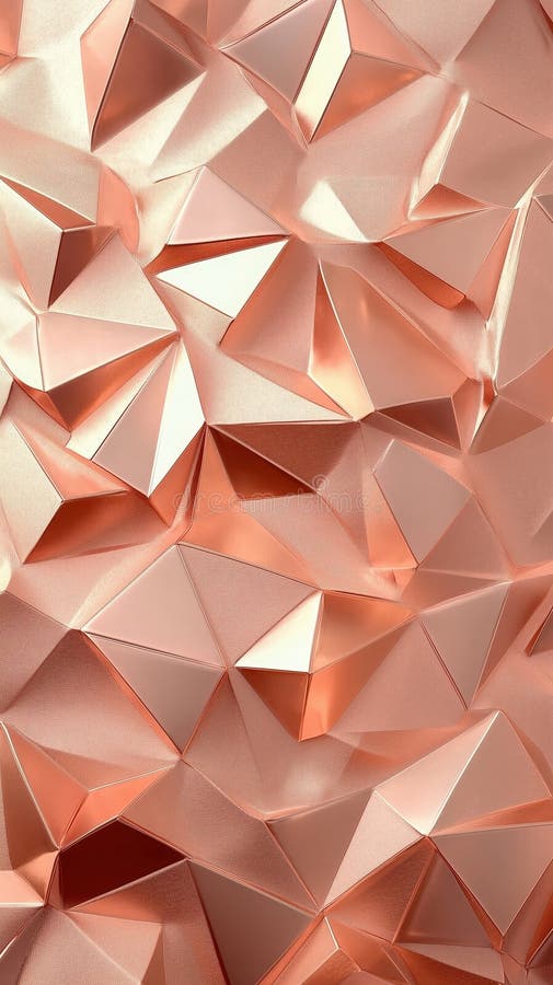 Shiny Rose Gold Foil with Abstract Geometric Pattern and Reflective ...
