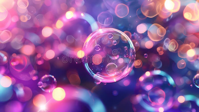 Shiny Round Bubbles Gently Float in Purple Background Stock ...