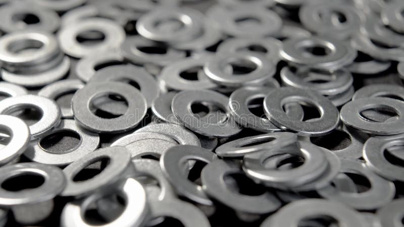 Shiny Round Metallic Washers. Metal Steel Chrome Hardware Stock Footage ...