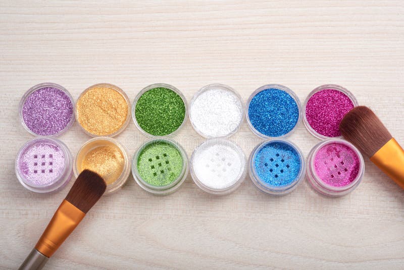 Shiny Set of Glitters in Small Cans Stock Photo - Image of paint ...