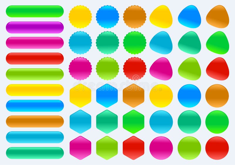 Colorful Set of Buttons in Different Shapes Square Rectangle Circle ...