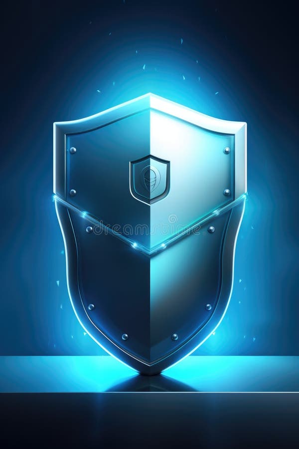 A Shiny Shield on a Blue Background. Great for Security or Protection ...