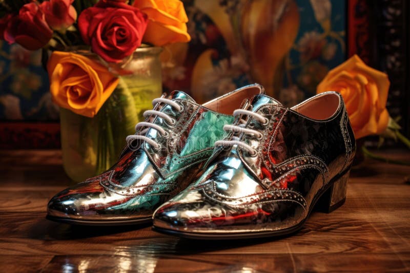 Shiny Shoes in Front of a Luxurious Background Stock Illustration ...