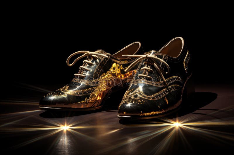 Shiny Shoes in a Spotlight on a Dark Background Stock Photo - Image of ...