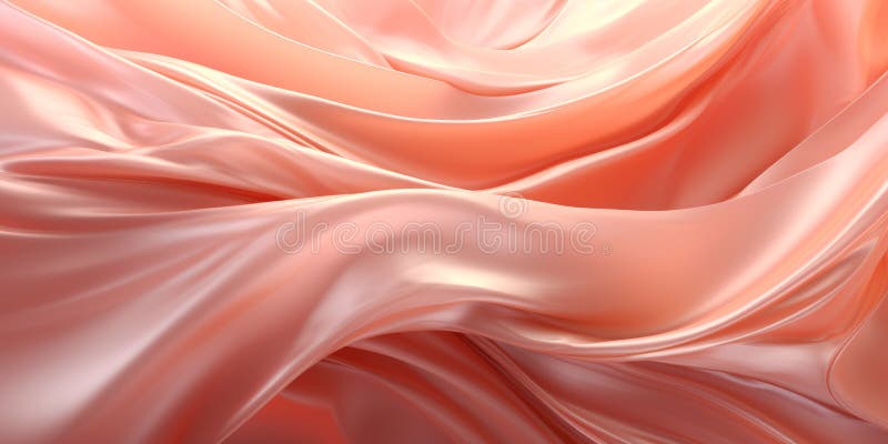 Shiny Silk with Large Fold Waves into a Fresh Light Peach Color Texture ...