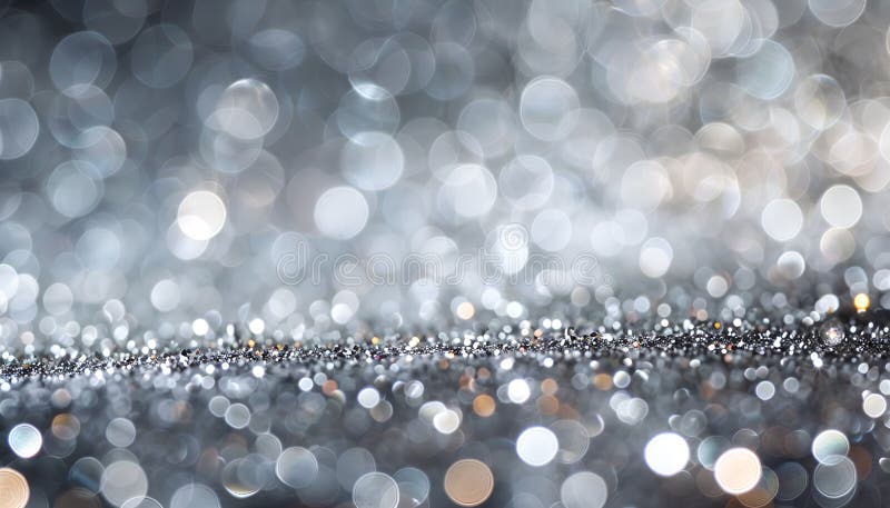 Shiny Silver Background with Magical Bokeh Effect Stock Photo - Image ...