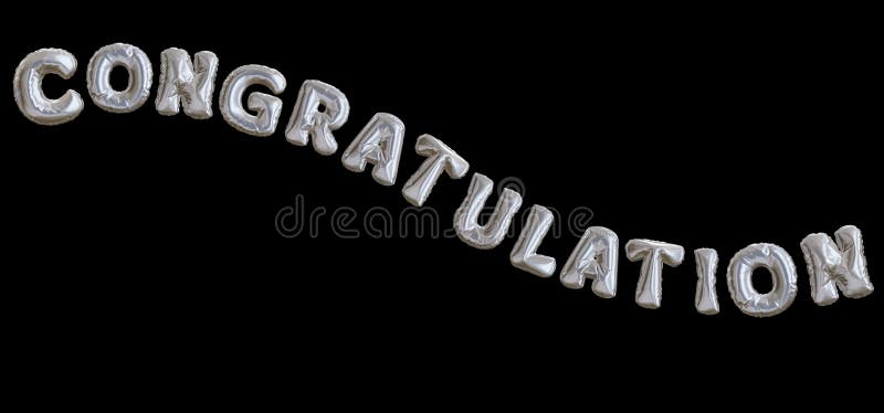 Shiny Silver Balloon Letters with the Word Congratulation on a Black ...
