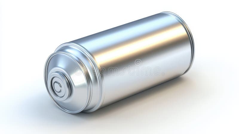 Shiny Silver Battery: Close-Up Render of Power Cell on a White ...