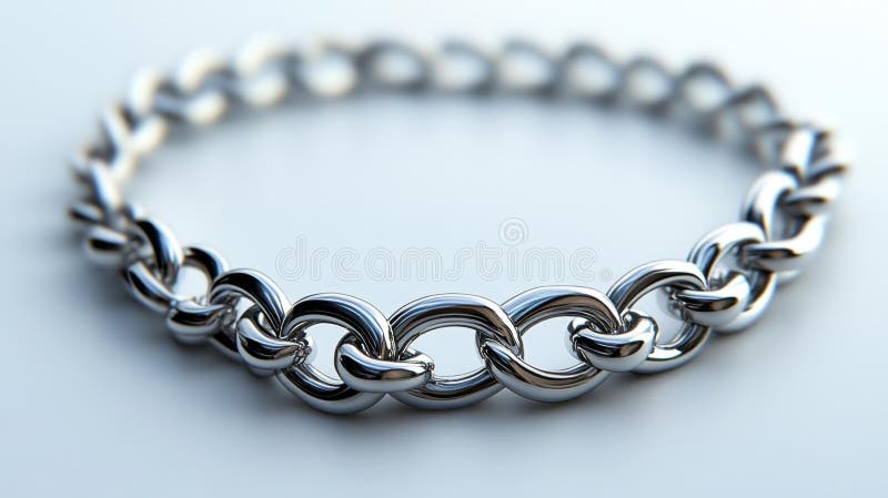 A Shiny Silver Chain Bracelet with Interlinked Loops on a Smooth ...