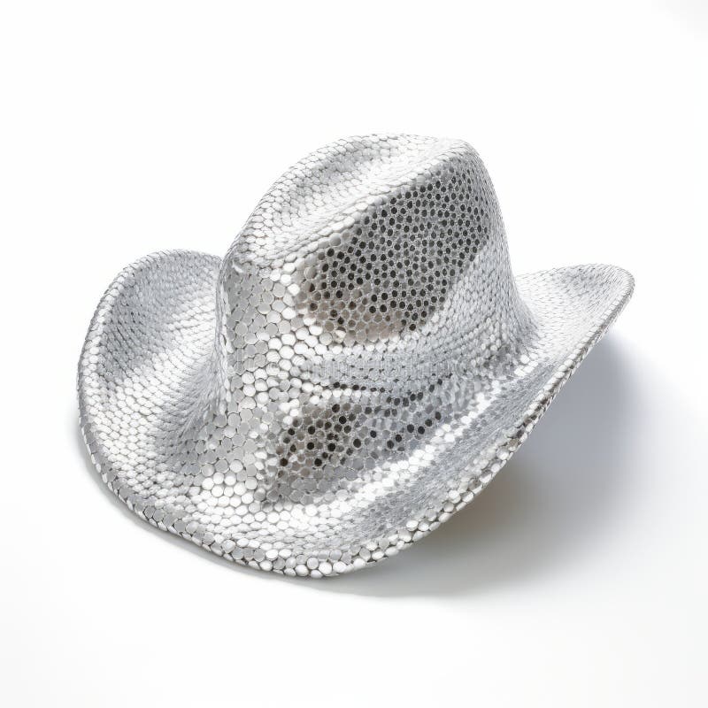Shiny Silver Cowboy Hat with Sequin Pattern - Unique Trash Art Design ...